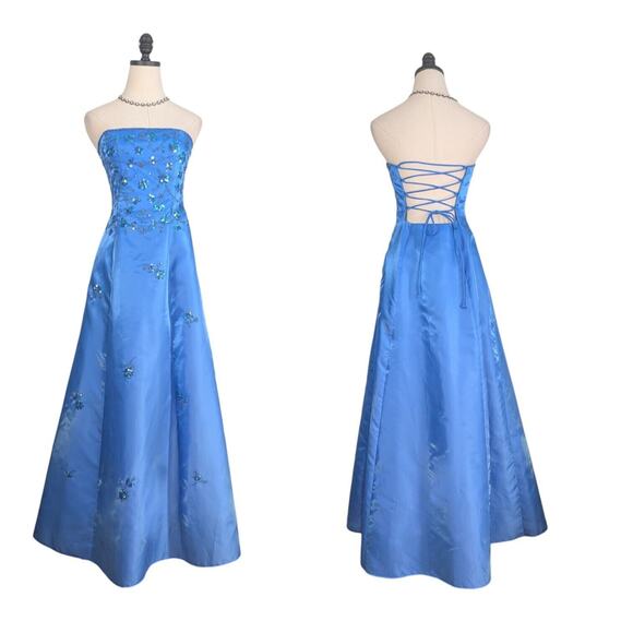 Morgan & Co. | Dresses | Vintage Morgan Co Prom Dress Maxi Gown 8 Blue ...